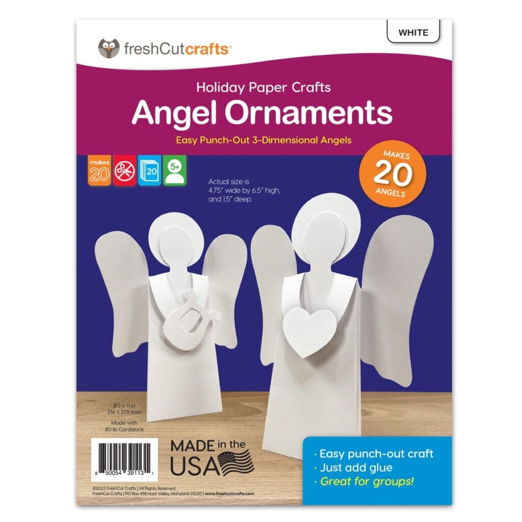 Easy Punch-Out Holiday Paper Angel Ornament Kit (20-pack, white ...
